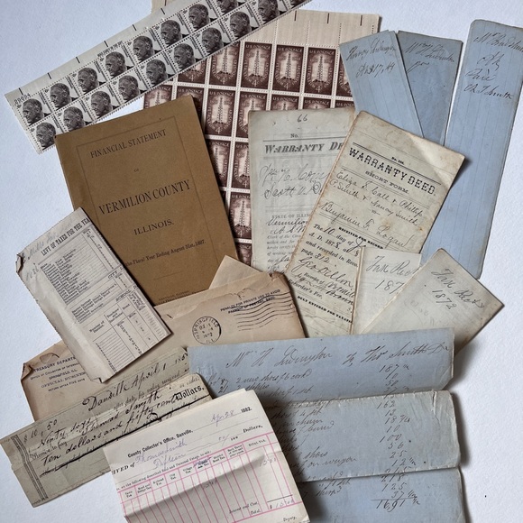 Vintage | Office | Antique Ephemera Pack 80s Receipts Deeds Documents ...